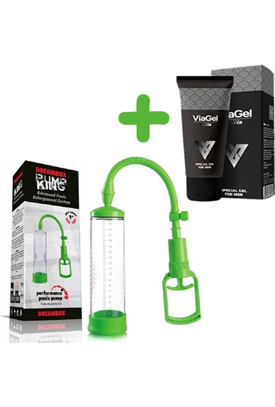 Xise Yeşil Renkli Penis Vakum Pompası + 50 ml Viagel Krem