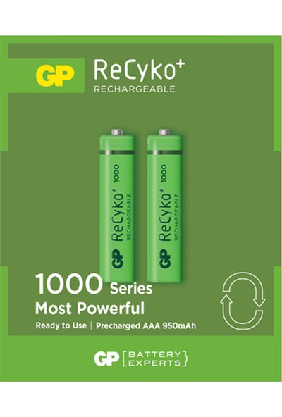 GP 2'li ReCyko 1000 Serisi NiMH AAA İnce Kalem Boy Şarjlı Pil(GP100AAAHCEMTR-2GB2) GP 2'li ReCyko 1000 Serisi NiMH AAA İnce Kalem Boy Şarjlı Pil(GP100AAAHCEMTR-2GB2)