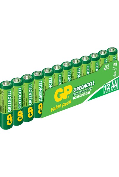 GP 12'li Greencell AA Boy Kalem Çinko Karbon Pil (GP15G-VS12) GP 12'li Greencell AA Boy Kalem Çinko Karbon Pil (GP15G-VS12)