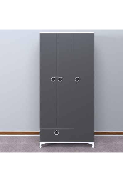 Kenzlife gardırop 3 kapaklı kapılı çekmeceli yasemin 168x80x42 gri ayaklı gardolap dolap Kenzlife gardırop 3 kapaklı kapılı çekmeceli yasemin 168x80x42 gri ayaklı gardolap dolap