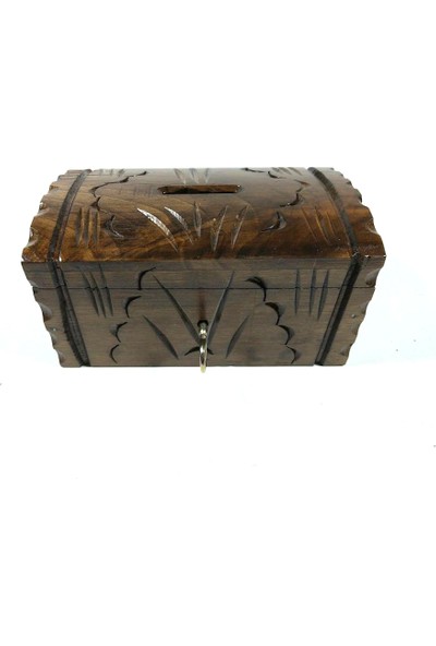 Idea Ahşap Kilitli Bombeli Sandık Tipli Kumbara 18X11 cm Idea Ahşap Kilitli Bombeli Sandık Tipli Kumbara 18X11 cm