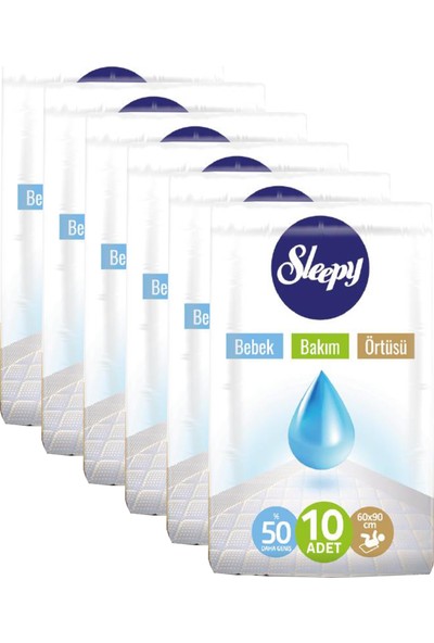 Sleepy Bebek Bakım Örtüsü Yeni Beyaz 60 x 90 cm 10'lu - 6 Paket