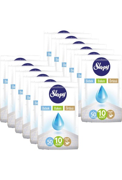 Sleepy Bebek Bakım Örtüsü Yeni Beyaz 60 x 90 cm 10'lu - 12 Paket