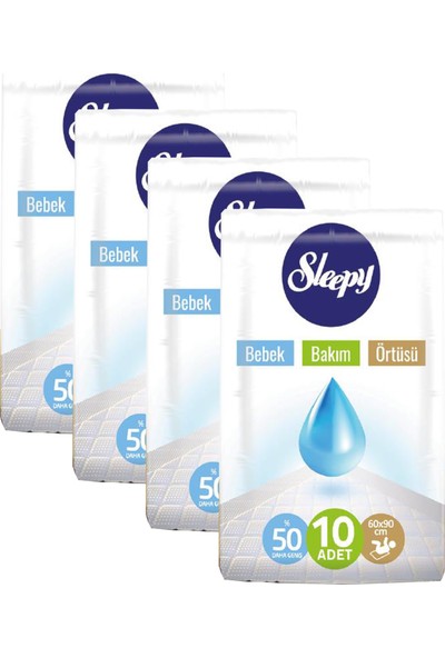 Sleepy Bebek Bakım Örtüsü Yeni Beyaz 60 x 90 cm 10'lu - 4 Paket Sleepy Bebek Bakım Örtüsü Yeni Beyaz 60 x 90 cm 10'lu - 4 Paket