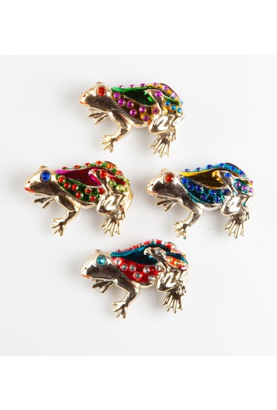 Dünyadan Hediyeler Magnet Renkli Kurbağa Kristal Taşlı