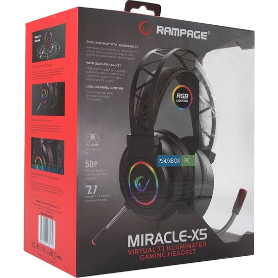 Rampage Miracle-X5 Siyah RGB LED 7.1 Surround Sound System Fiyatı