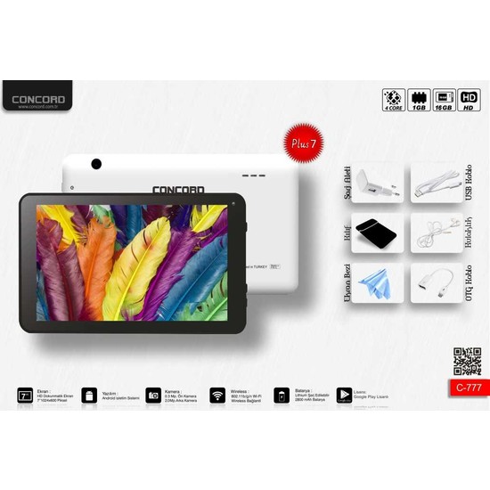 Concord C-777 16GB 7" IPS Tablet Beyaz Fiyatı - Taksit Seçenekleri