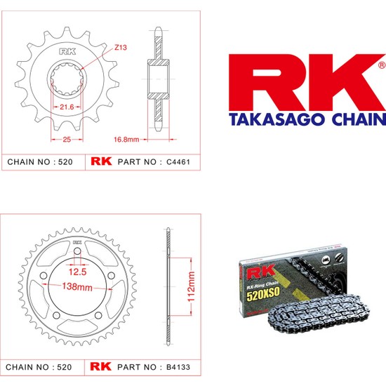 RK Honda CB 500 FA ABS Rk X-ring Zincir Dişli Set 520 XSO Fiyatı