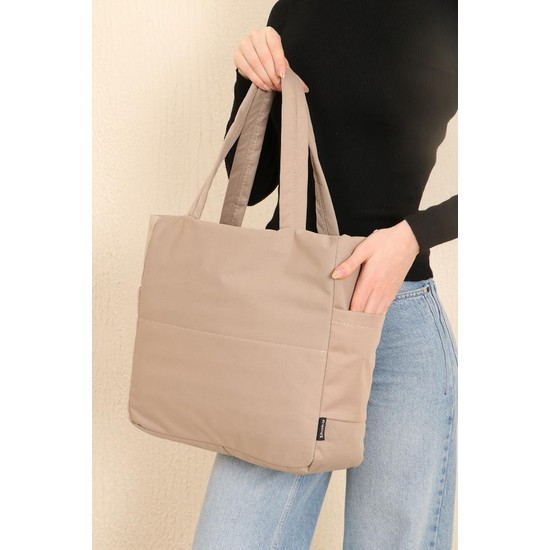 Manubag 3 Bölmeli Fermuarlı Kol ve Omuz Çantası Bej Fiyatı