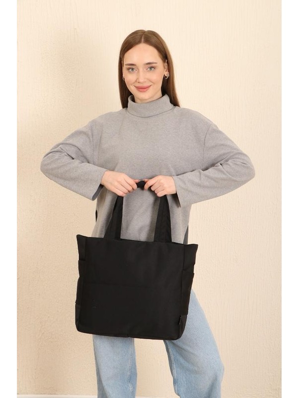 Manubag 3 Bölmeli Fermuarlı Kol ve Omuz Çantası Siyah Fiyatı