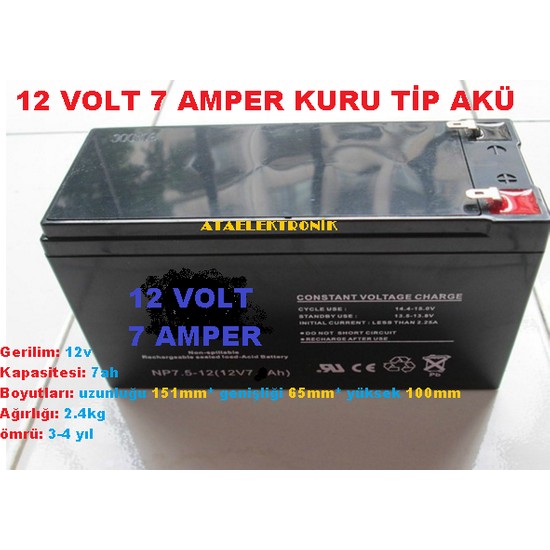 Ata Elektronik Ev Dükkan Alarm Sistemi Aküsü 12V 7AH 12 Fiyatı