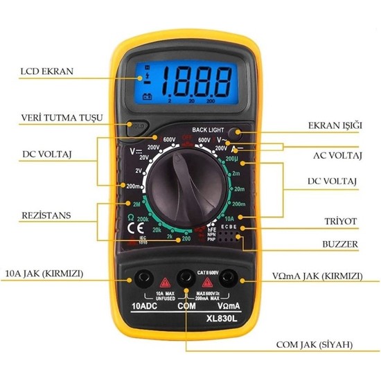 Cin Dijital Multimetre- Avometre - Mini Ölçü Aleti - XL830L Fiyatı