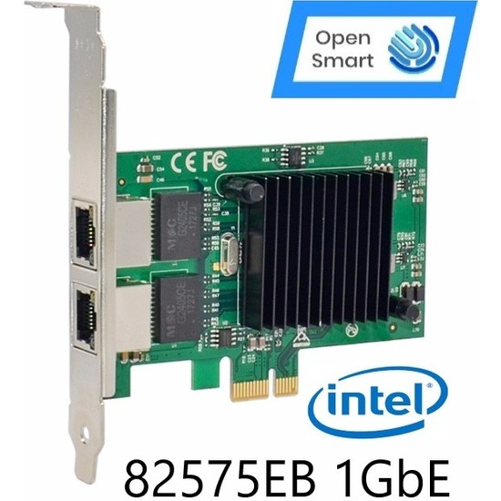 Open Smart 2 Port Intel 82575EB 1gbe Pcıe X1 Ethernet Kart - Fiyatı