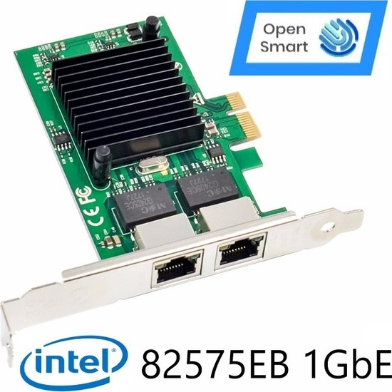 Open Smart 2 Port Intel 82575EB 1gbe Pcıe X1 Ethernet Kart - Fiyatı