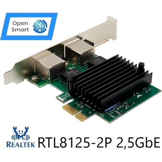 Open Smart 2 Port Realtek Rtl8125b 2 5gbe Pcıe X1 Ethernet Fiyatı