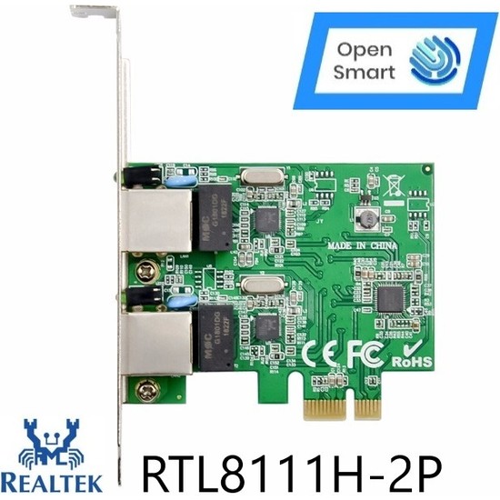 Open Smart 2 Port Realtek RTL8111H 1gbe Pcıe X1 Ethernet Fiyatı