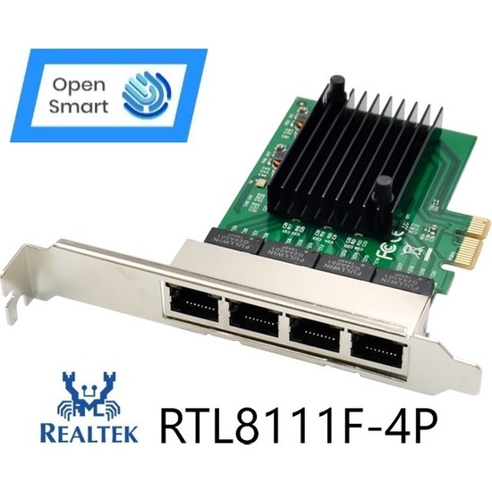 Open Smart 4 Port Realtek RTL8111F 1gbe Pcıe X1 Ethernet Fiyatı