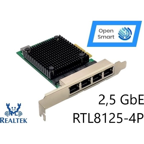 Open Smart 4 Port Realtek RTL8125B 2,5gbe Pcıe X4 Ethernet Fiyatı