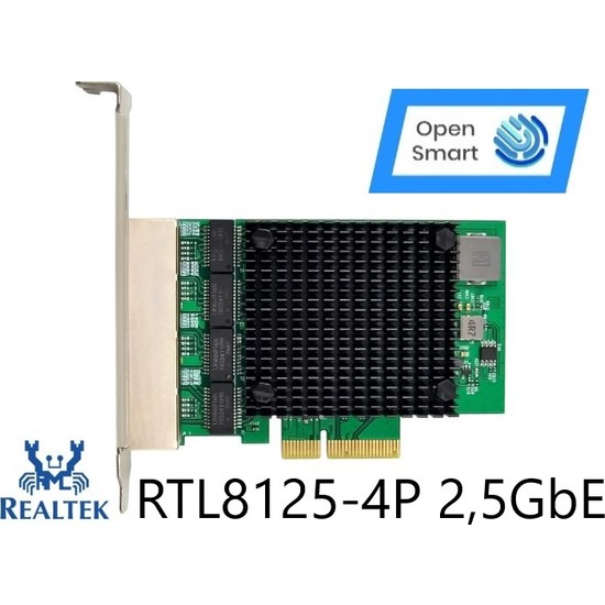 Open Smart 4 Port Realtek Rtl8125b 2 5gbe Pcıe X4 Ethernet Fiyatı