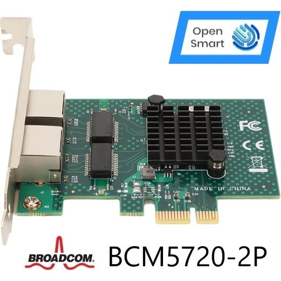 Open Smart 2 Port Broadcom BCM5720-2P 1gbe Pcıe X1 Ethernet Fiyatı