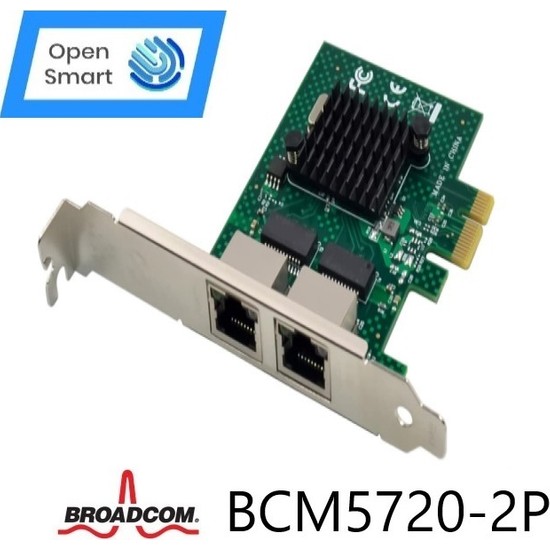 Open Smart 2 Port Broadcom BCM5720-2P 1gbe Pcıe X1 Ethernet Fiyatı