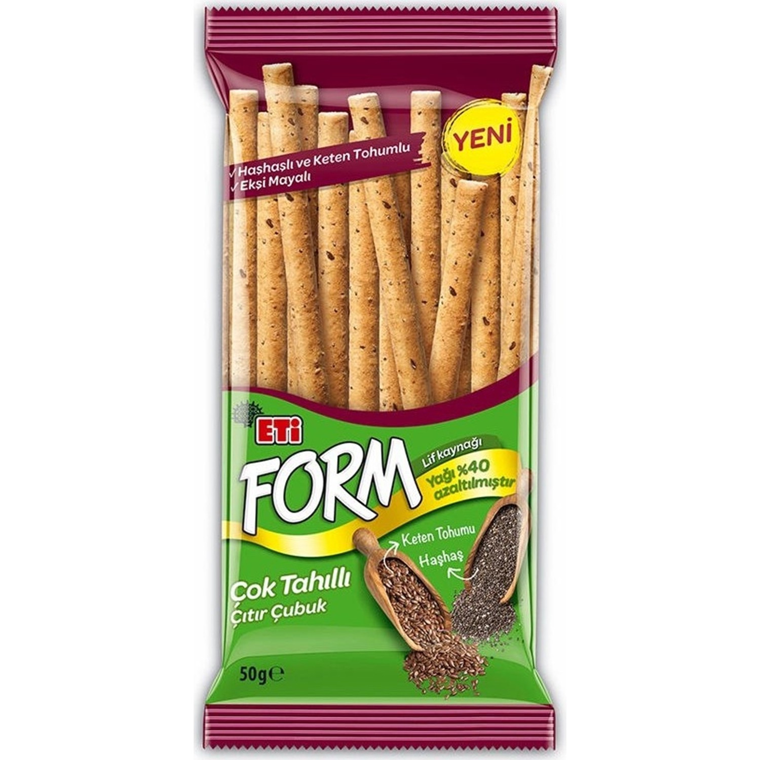 Eti Form Kraker Çıtır Çubuk Haşhaşlı Keten Tohumlu 50 Gr Fiyatı