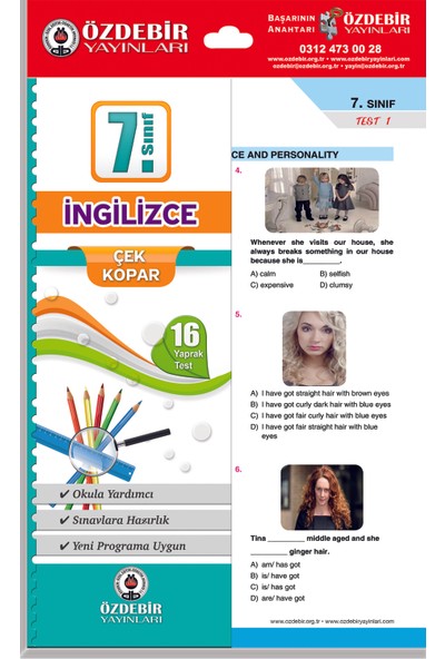 Özde Bir Yayınları 7. Sınıf İngilizce Poşet Yaprak Test Özde Bir Yayınları 7. Sınıf İngilizce Poşet Yaprak Test
