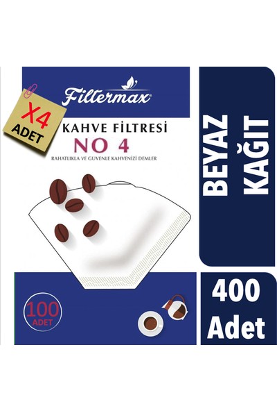 Filter Max Kahve Filtre Kağıdı 4 Numara 400 Adet