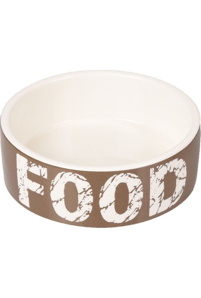 Flamingo Kyra Seramik Köpek Mama Su Kabı Kahverengi-Beyaz 12,5 cm 280 ml