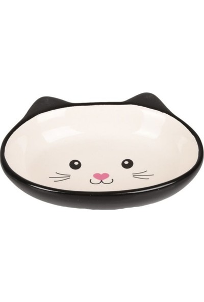 Flamingo Isa Seramik Kedi Mama Su Kabı Siyah 14 cm 170 ml