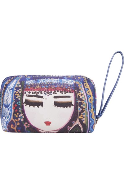 Biggdesign Mavi Su Suni Deri Makyaj Çantası