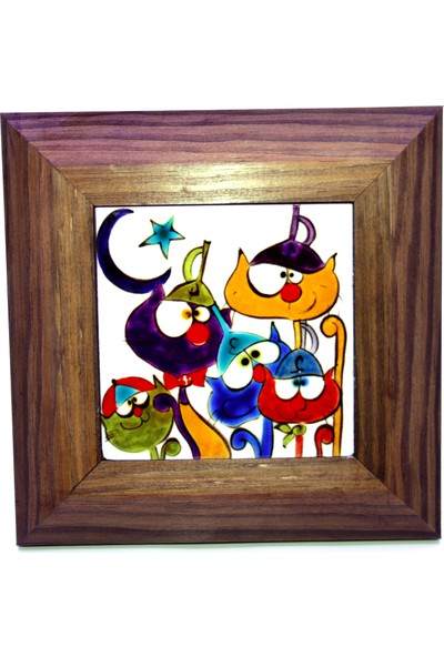 OTANTİK ÇİNİ Ahşap Çerçeve Çini Tasarım Huni Tablo