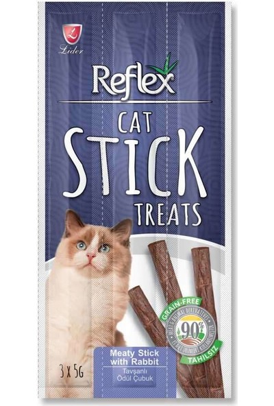 Reflex Cat Stick Tavşanlı Tahılsız Kedi Ödül Çubuğu (1 Adet - 5 gr 3'lü) - 10 Adet Reflex Cat Stick Tavşanlı Tahılsız Kedi Ödül Çubuğu (1 Adet - 5 gr 3'lü) - 10 Adet