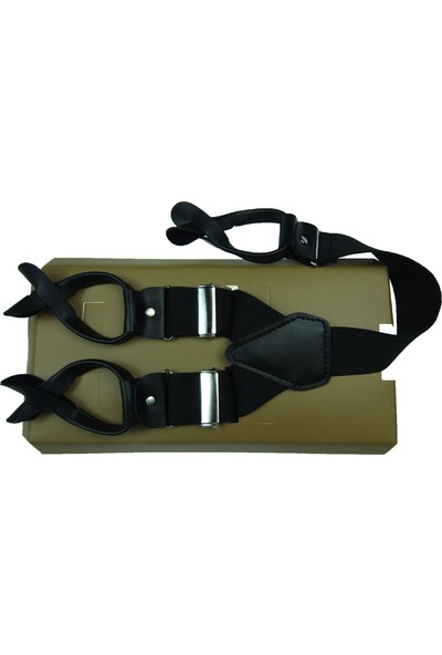 Kemer Sepeti Düğmeli Siyah Pantolon Askısı