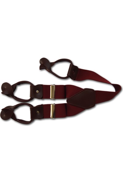 Kemer Sepeti Düğmeli Bordo Renkli Pantolon Askısı