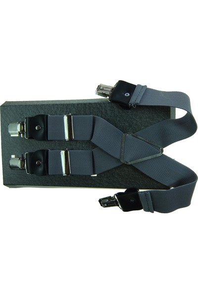 Kemer Sepeti Gri Renkli Dört Klipsli Pantolon Askısı