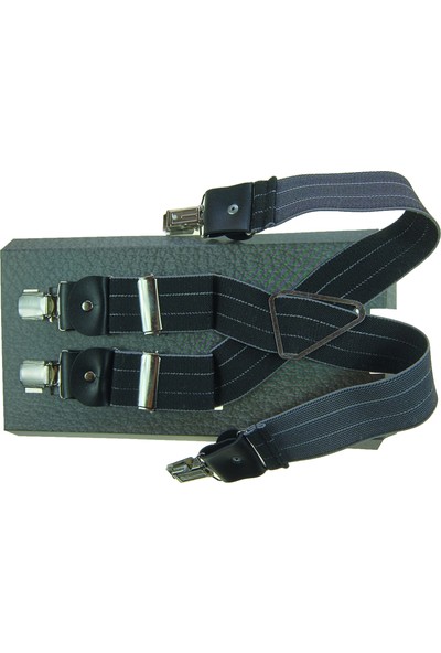 Kemer Sepeti Siyah Ince Çizgili Pantolon Askısı Dört Klipsli Kemer Sepeti Siyah Ince Çizgili Pantolon Askısı Dört Klipsli