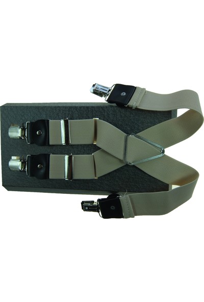 Kemer Sepeti Bej Renkli Dört Klipsli Pantolon Askısı