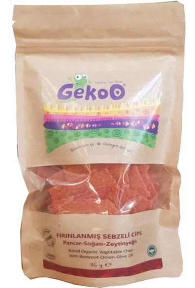 Gekoo Organik Fırınlanmış Sebzeli Cips Pancar Soğan Zeytinyağlı 115 gr Gekoo Organik Fırınlanmış Sebzeli Cips Pancar Soğan Zeytinyağlı 115 gr