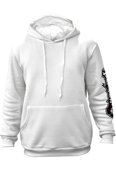 Dragon Kapüşonlu Sweatshirt - Pamuklu - Beyaz