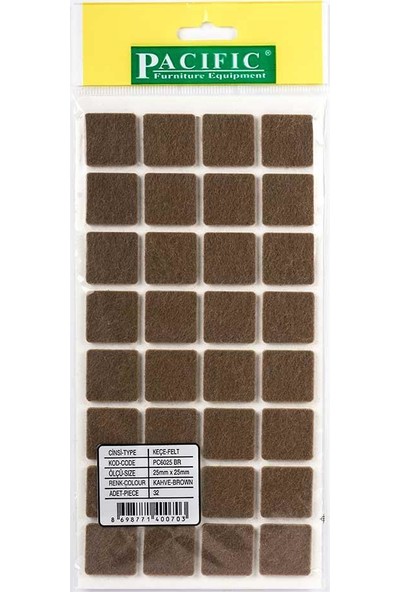 Pacific Masa Sandalye Keçe 25 x 25 mm