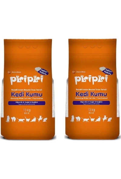 Pisi Pisi Sabun Kokulu İnce Taneli Topaklaşan Kedi Kumu 10 Kg x 2 Adet
