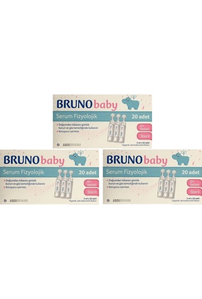 Abdi İbrahim Bruno Baby Serum Fizyolojik 5 ml x 20 Adet 3'lü Abdi İbrahim Bruno Baby Serum Fizyolojik 5 ml x 20 Adet 3'lü