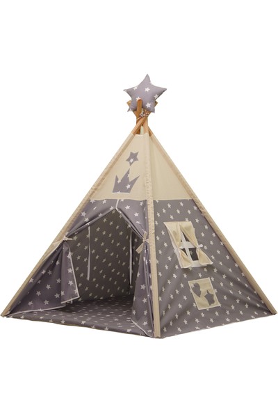Henna Newyear Çocuk Oyun Çadırı Gri Yıldızlı