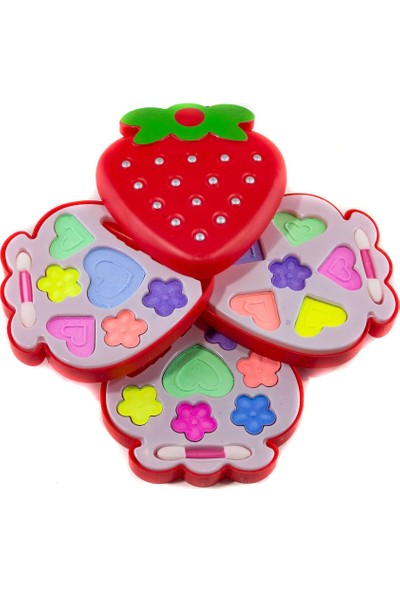 Limon Oyuncak Çilek Desenli Sürülebilen Çocuk Makyaj Seti - 3 Katlı