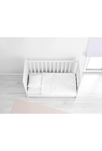 Maki Pamuklu Beyaz Bebek Nevresim Takımları