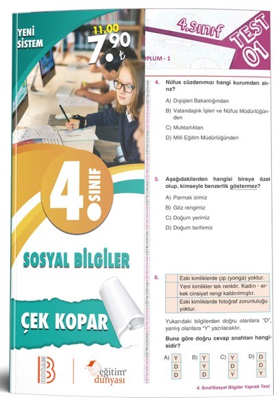 Eğitim Dünyası Yayınları & Benim Hocam Yayınları - 4. Sınıf Sosyal Bilgiler Çek Kopar Yaprak Test Eğitim Dünyası Yayınları & Benim Hocam Yayınları - 4. Sınıf Sosyal Bilgiler Çek Kopar Yaprak Test