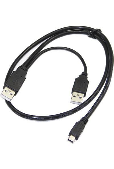 Platoon 5 Pin Mini USB 2.0 Dual Y Harddsik Kablosu Platoon 5 Pin Mini USB 2.0 Dual Y Harddsik Kablosu