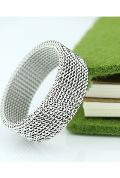Chavin Unisex Esnek Gri Çelik Örgü Yüzük N48