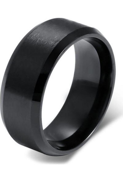Chavin Mat ve Parlak Siyah Çelik Bayan Erkek Yüzük df27 Chavin Mat ve Parlak Siyah Çelik Bayan Erkek Yüzük df27